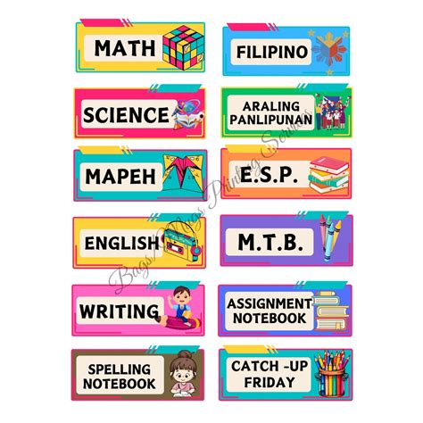 Subject Label Sticker Name Label Shopee Philippines