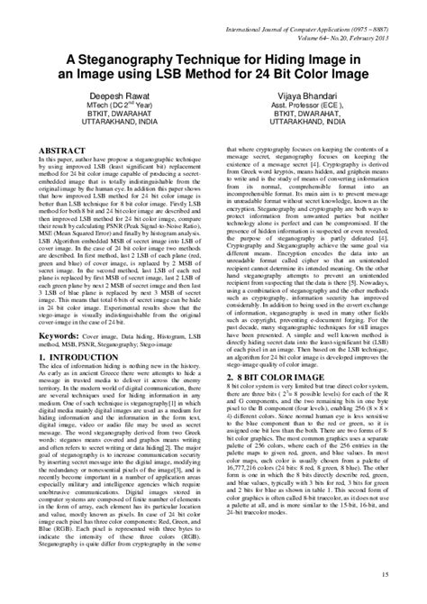 pdf a steganography technique for hiding image in an image using lsb