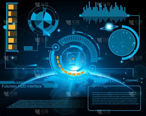 摘要未来 概念向量面向未来的蓝色虚拟图形触摸用户界面hud 对于基于黑色背景、技术、在线设计、业务、 花瓣网