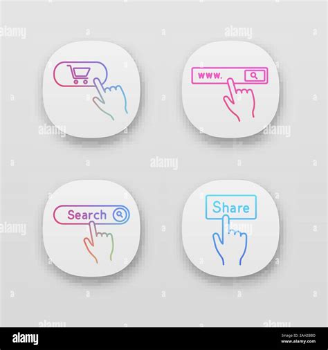 Click App Icons Set Buy Search Bar Share Uiux User Interface Web