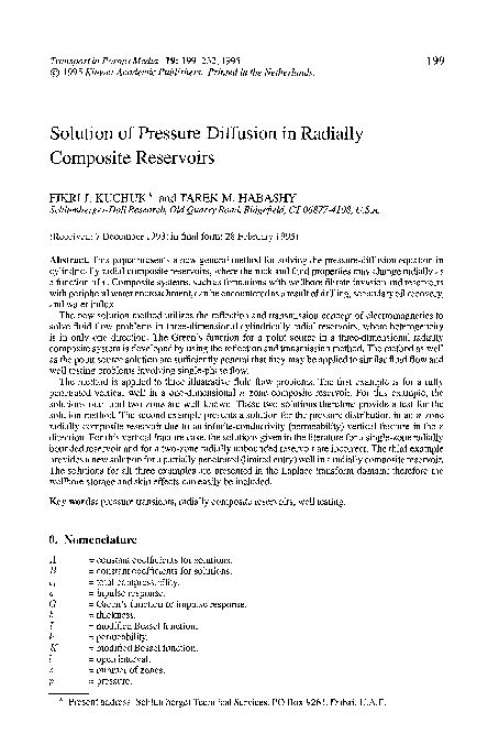 Pdf Solution Of Pressure Diffusion In Radially Composite Reservoirs