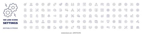 100 Icons Settings Collection Thin Line Stock Vector Royalty Free 2395751393 Shutterstock
