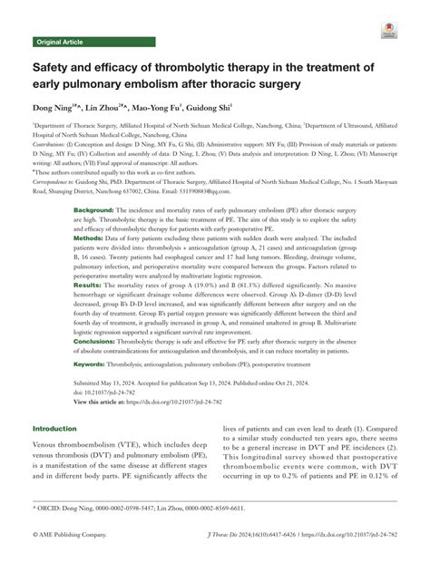 Pdf Safety And Efficacy Of Thrombolytic Therapy In The Treatment Of