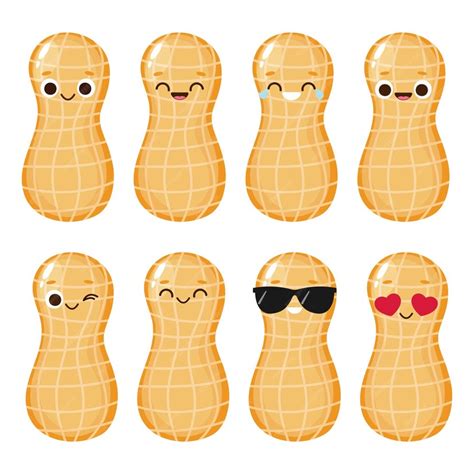 Premium Vector Cute Happy Cartoon Peanut Character Set