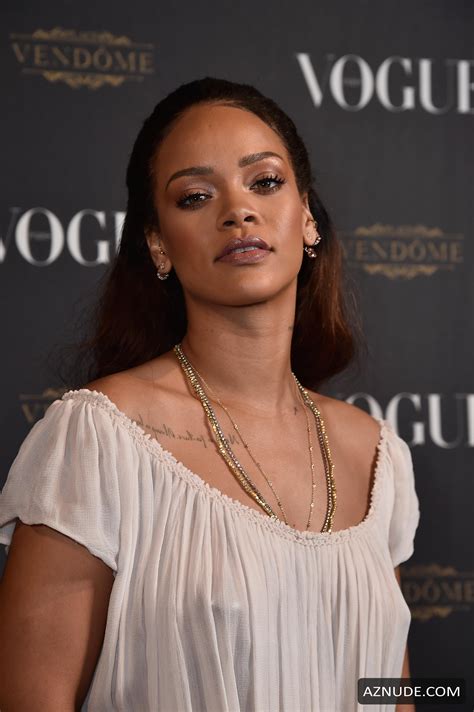 Rihanna Braless At Vogue Th Anniversary Party In Paris Aznude