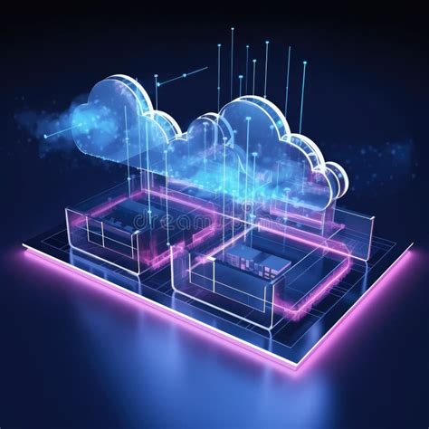 Cloud Technology Computing Connected To Digital Storage In The Data