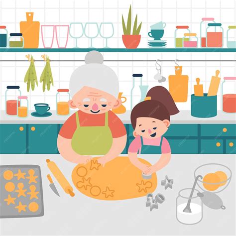 Grandma Baking Cookies Clipart
