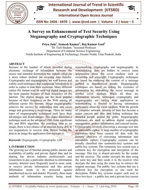 Pdf A Survey On Enhancement Of Text Security Using Steganography And