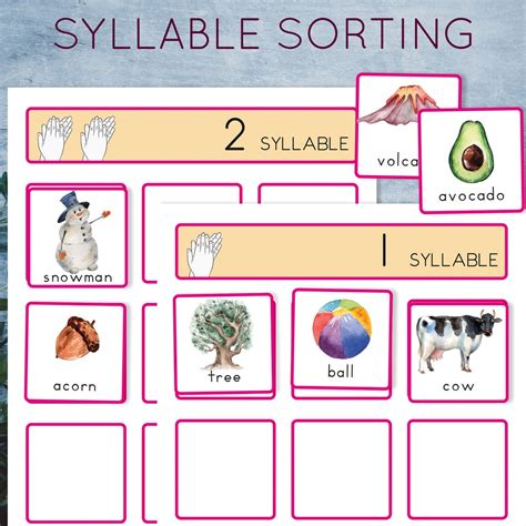 Syllable Sorting Printable Activity Montessori Preschool And Kindergarten Phonological