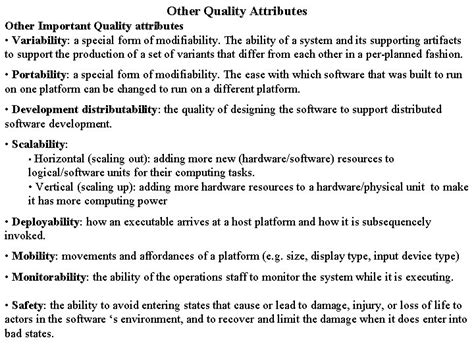 other quality attributes other important quality attributes variability