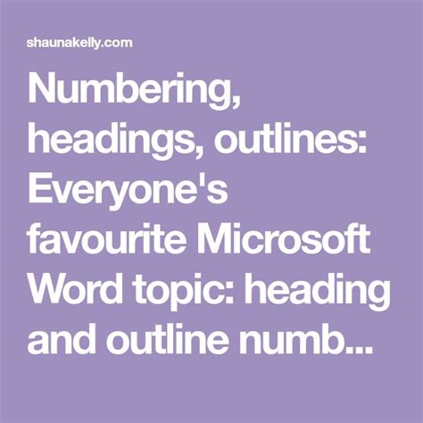 Numbering Headings Outlines Everyones Favourite Microsoft Word Topic Heading And Outline