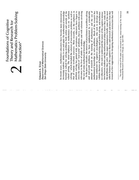Pdf Foundations Of Cognitive Theory And Research For Mathematics