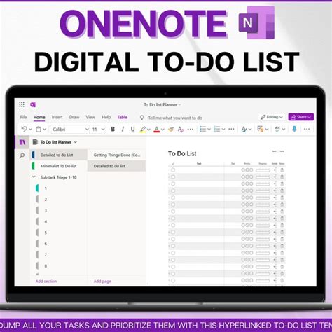 One Note Template To Do List Etsy