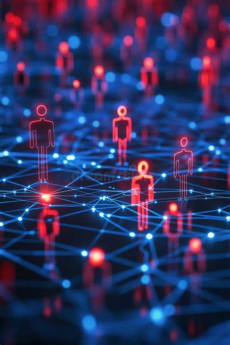 Abstract Representation Of A Digital Network Connecting Individuals In Vibrant Colors Stock