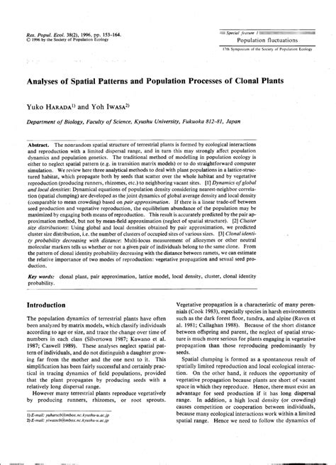 pdf analyses of spatial patterns and population processes of clonal