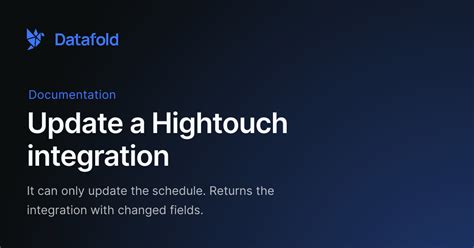 Update A Hightouch Integration Datafold