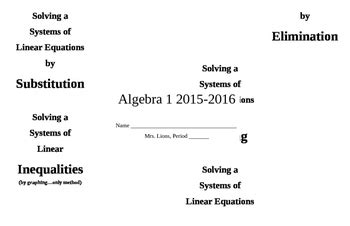 Solving Systems Of Equations Inequalities Review Or Notes Foldable