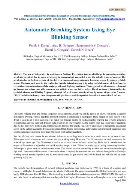 Automatic Breaking System Using Eye Blinking Sensor Pdf