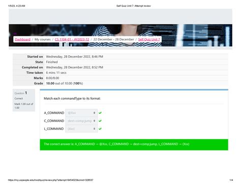 Self Quiz Unit 7 Attempt Review Question 1 Correct Mark 1 Out Of 1 Started On Wednesday 28