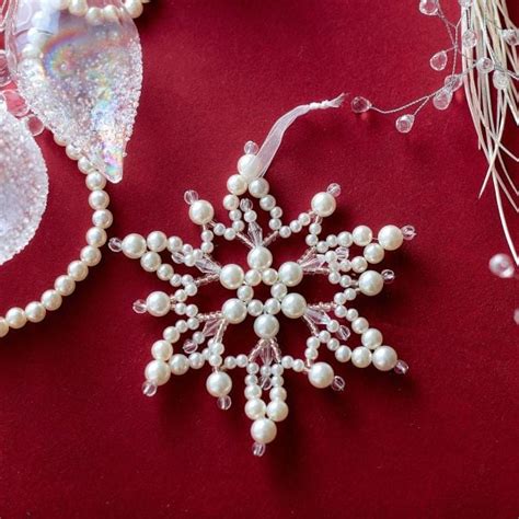 Zawieszka Perlyn śnieżynka Perłowa 15 Cm