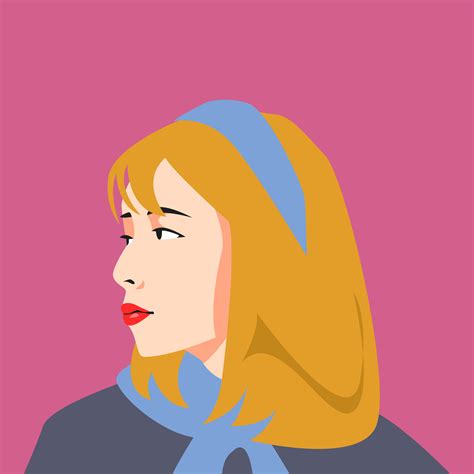 Portrait Of A Womans Face Side View Using A Headband Avatar For Social Media Colored For
