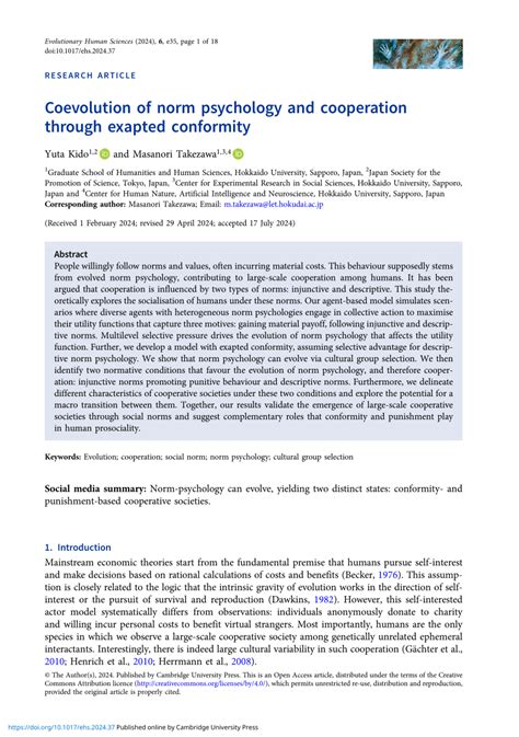 Pdf Coevolution Of Norm Psychology And Cooperation Through Exapted Conformity