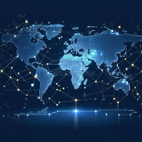 Digital Map Of The World With Glowing Connections Representing Global