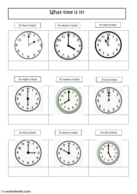 Telling The Time Online Exercise You Can Do The Exercises Online Or Download The Worksheet As