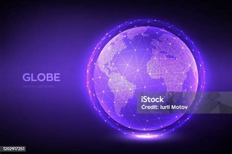 지구 지구 그림입니다 글로벌 네트워크 연결의 세계 지도 지점 및 선 구성 개념입니다 행성 지구와 푸른 미래 지향적 배경입니다