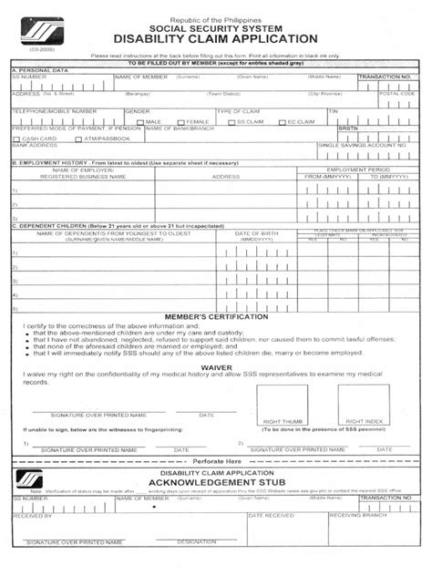 Sssform Disability Claim Pdf