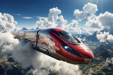 Free Picture Concept Of The Futuristic Train Flying Through The Clouds