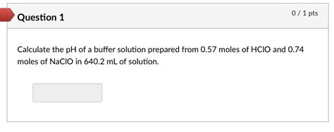 Solved Calculate the pH of a buffer solution prepared from | Chegg.com