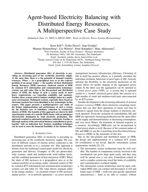 Pdf Agent Based Electricity Balancing With Distributed Energy Resources A Multiperspective