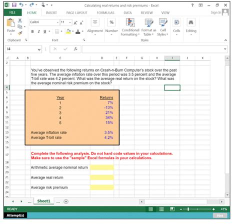 solved xv calculating real returns and risk premiums excel 6 x