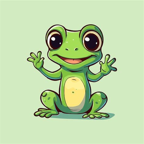 귀여운 개구리 만화 벡터 일러스트 레이 션 프리미엄 벡터
