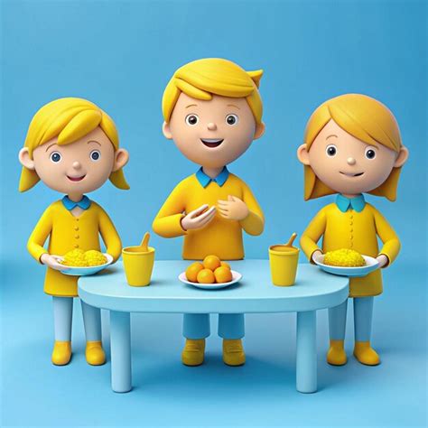 A Series Of Cartoon Characters With A Girl And A Cup Of Tea Premium Ai Generated Image