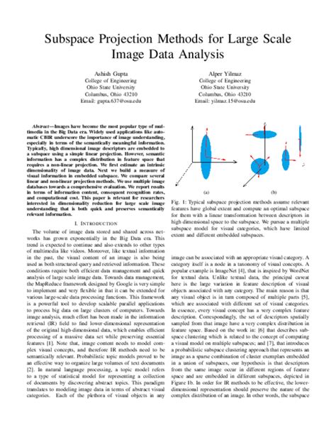 Pdf Subspace Projection Methods For Large Scale Image Data Analysis
