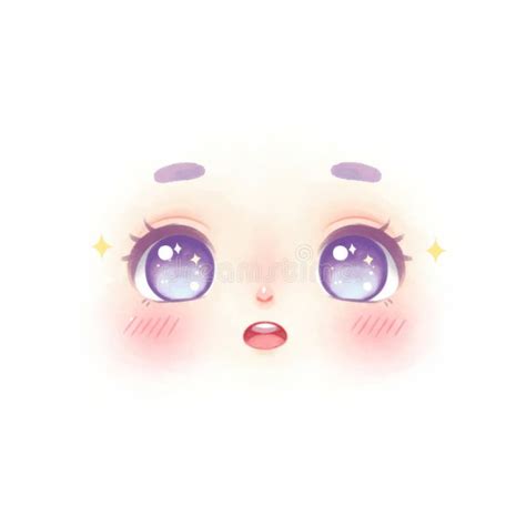 Cute Anime Girl Face Illustration With Large Eyes Stock Illustration