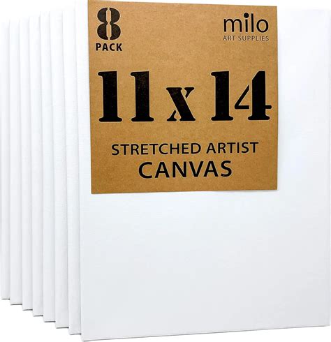Milo 11x14 Stretched Artist Canvas Value Pack Of 8 ست بوم بزرگ نخ