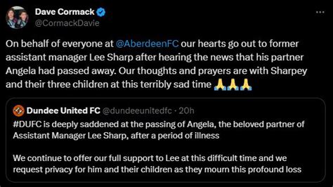 Who Was Angela Sharp Lee Sharp Dundee United Wife Obituary And Death Players Bio
