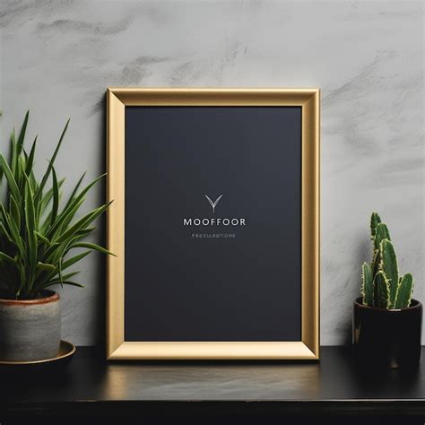 Premium Photo A Gold Plated Mockup Frame Photorealistic