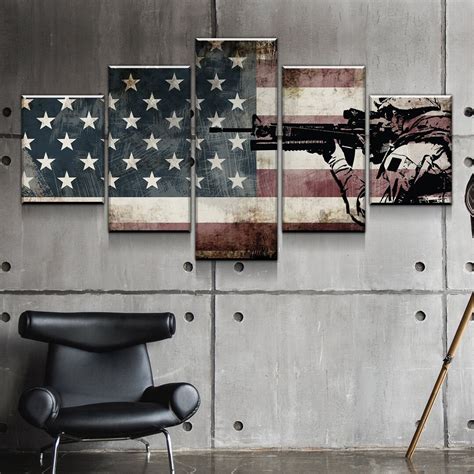American Flag Decor American Flag Art Canvas Wall Art Poster Print