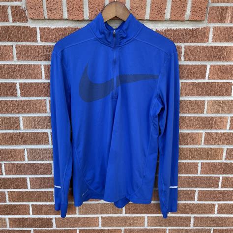 Nike Running Mens 12 Zip Dri Fit Pullover Shirt Size M Blue