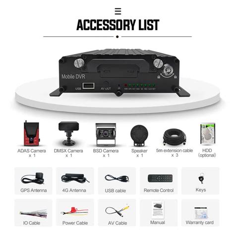 Professional Ai Mdvr Adas Dsm Hd 1080p Mobile Dvr 4ch Kit Car Bus Cctv