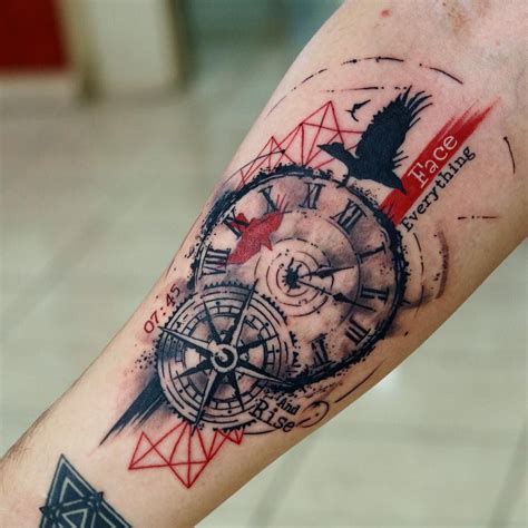 Tras Polka Compass Forearm Tattoo Design Cool Forearm Tattoos Leg