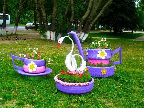 Идеи за градински декорации със стари гуми Art Senses артистични