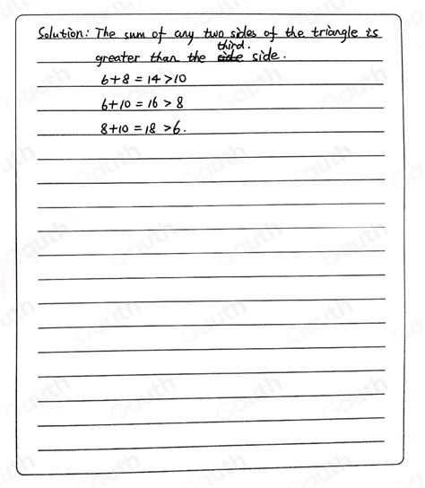 Solved What Is The Sum Or Any Tuo Sides Of The Triangle That Greater