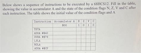 Below Shows A Sequence Of Instructions To Be Executed