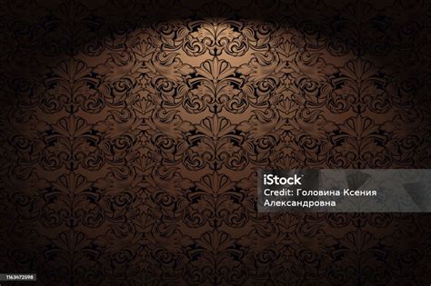 로얄 빈티지 고딕 양식의 수평 배경 골드 브론즈 캐러멜 클래식 바로크 무늬가 있는 초콜릿 로코코 배경 주제에 대한 스톡 벡터