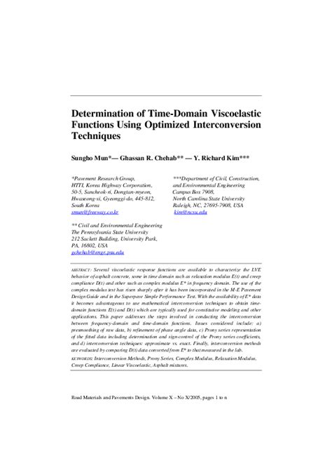 Pdf Determination Of Time Domain Viscoelastic Functions Using
